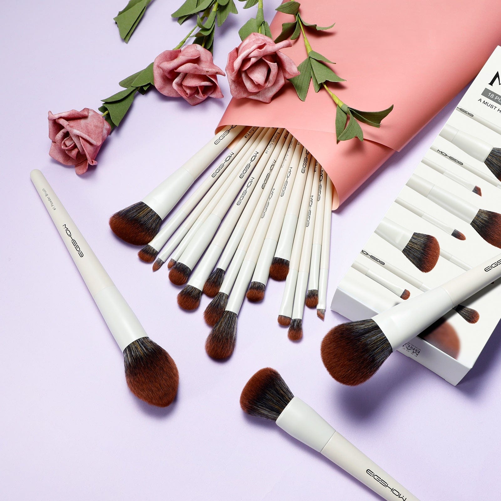 MUA Pro Series 18 PCS Makeup Brush Kit - Ivory 《New Release 30% off di ...